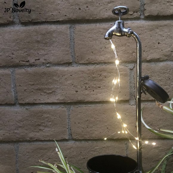 Accents | Faucet With Solar Fairy Light Bucket Planter | Poshmark